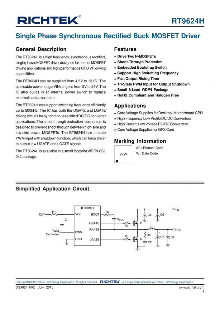 RT9624H datasheet page 1