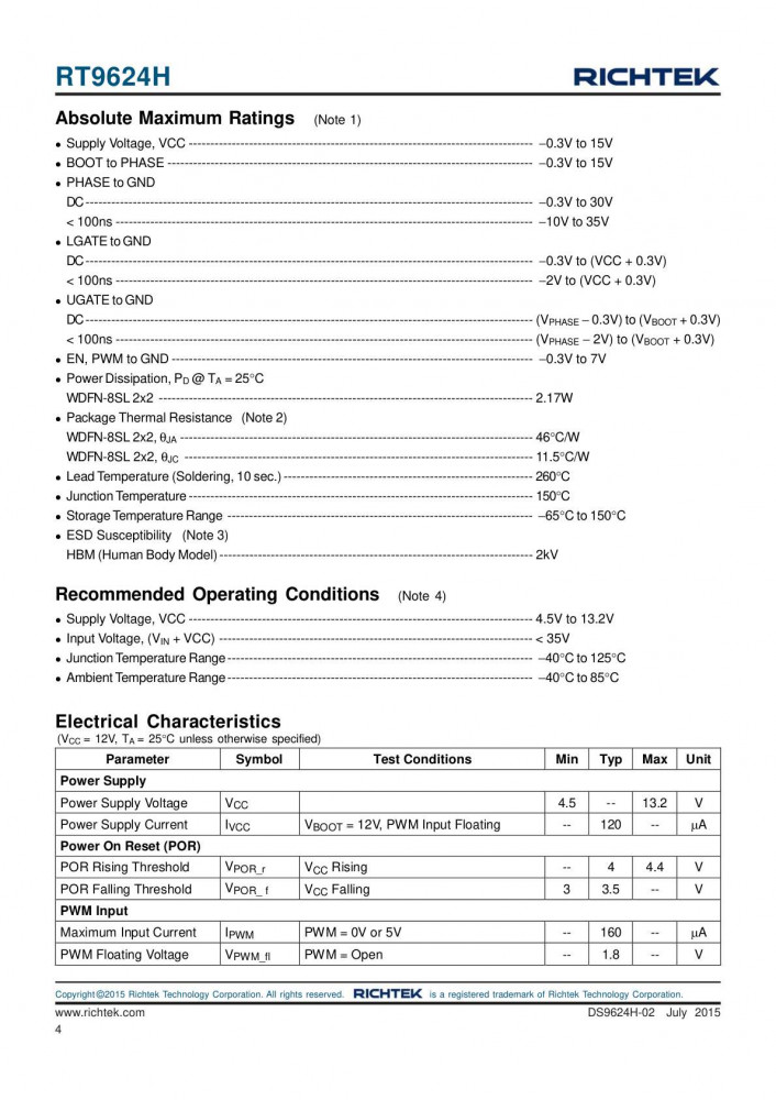 RT9624H datasheet page 4