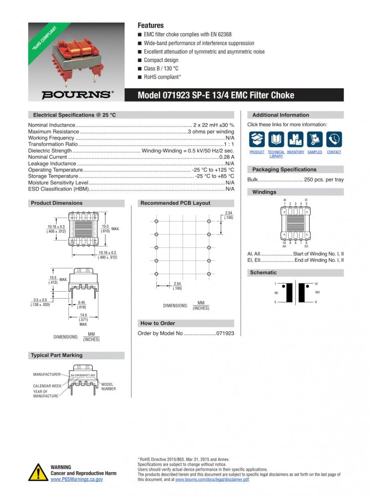 BOURNS 071923 datasheet page 1