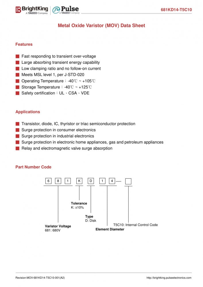 681KD14-T5C10 datasheet page 1