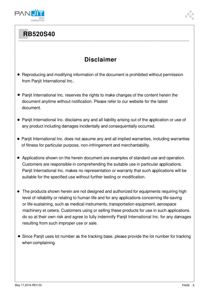 PANJIT RB520S40 datasheet page 6
