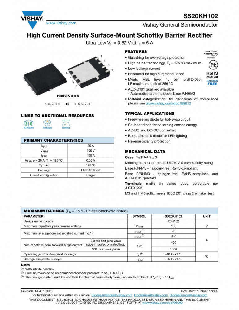 SS20KH102 datasheet page 1