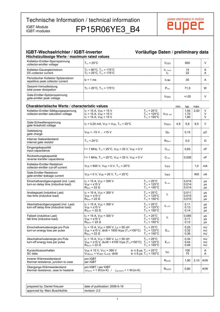 FP15R06YE3_B4 datasheet page 1