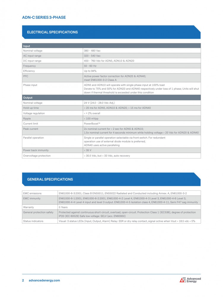 ADN-C series datasheet page 2
