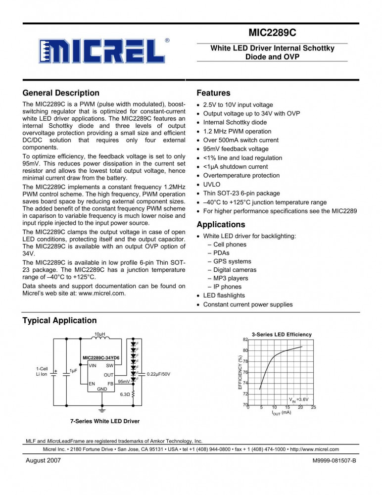 MIC2289C datasheet page 1