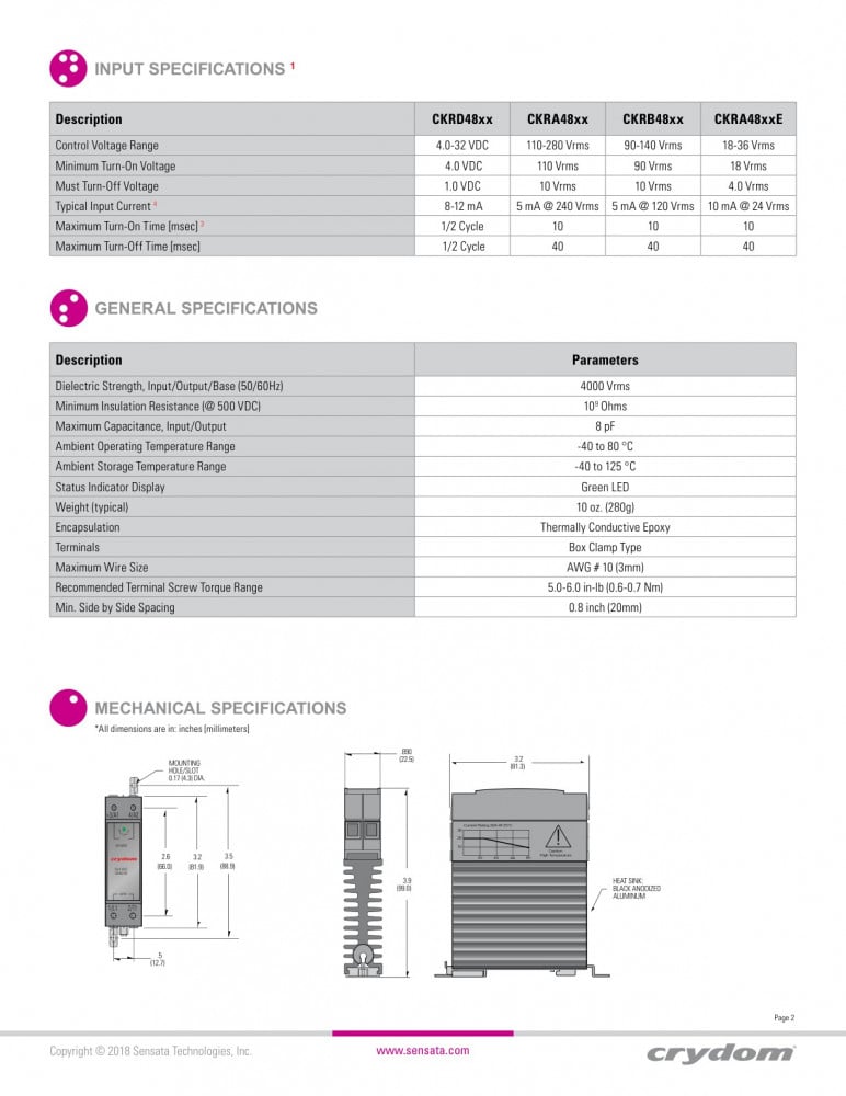Sensata CKR48 datasheet page 2