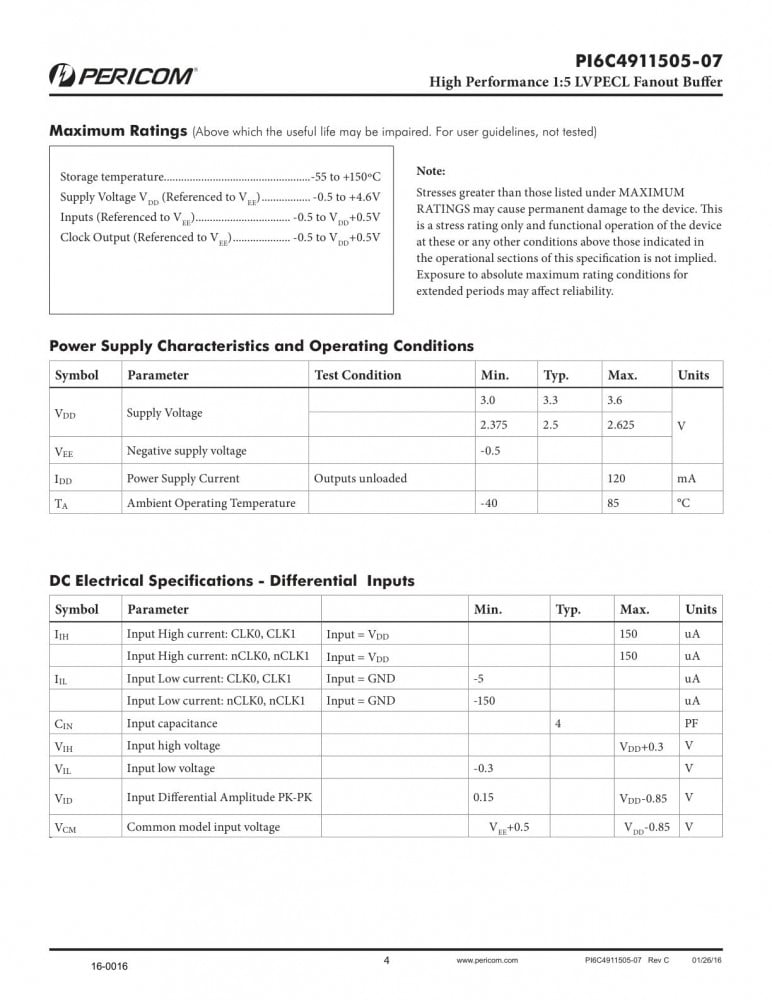PI6C4911505-07LIE datasheet page 4
