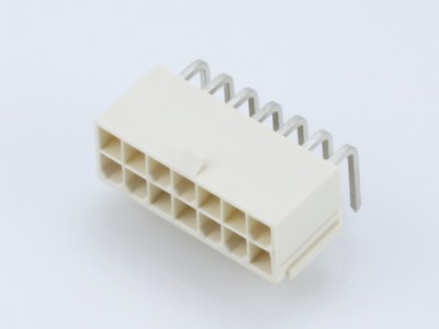 Mini-Fit Jr. Header, 4.20mm Pitch, Vertical, Dual Row, without Flange, 14 Circuits, Matte Tin (Sn) over Nickel (Ni) Plating, Tape and Reel, Beige