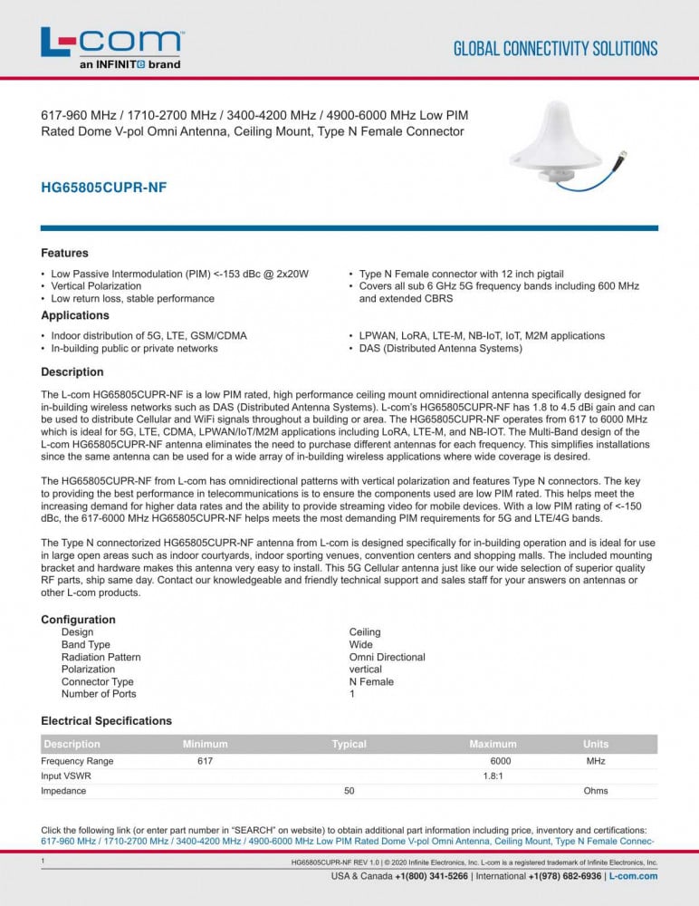 HG65805CUPR-NF technical document page 1
