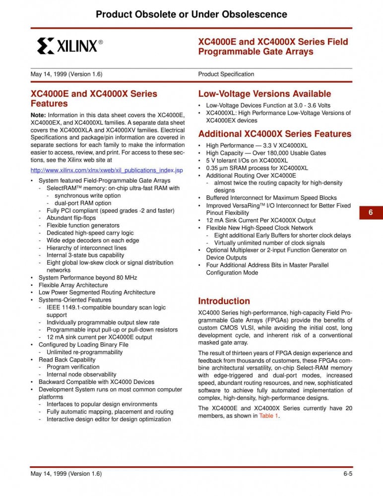 XC4000XL datasheet page 1