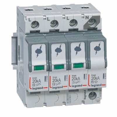 SPD with ICC protection 25kA T2 imax 20kA 1P+N right with fault signalling - SPD+MCB T2 imax 20kA 1P+NR +SD - 230V AC