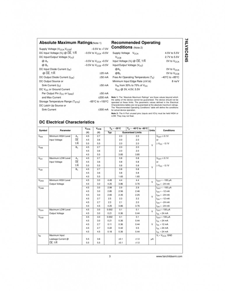 74LVXC4245 datasheet page 4