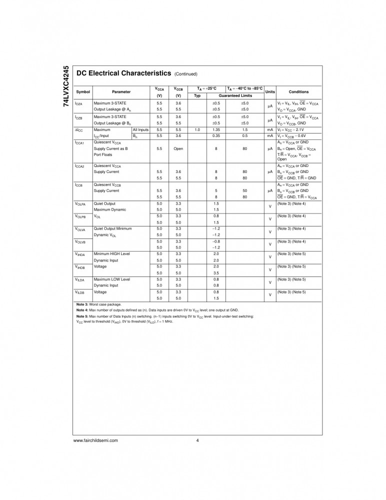 74LVXC4245 datasheet page 5