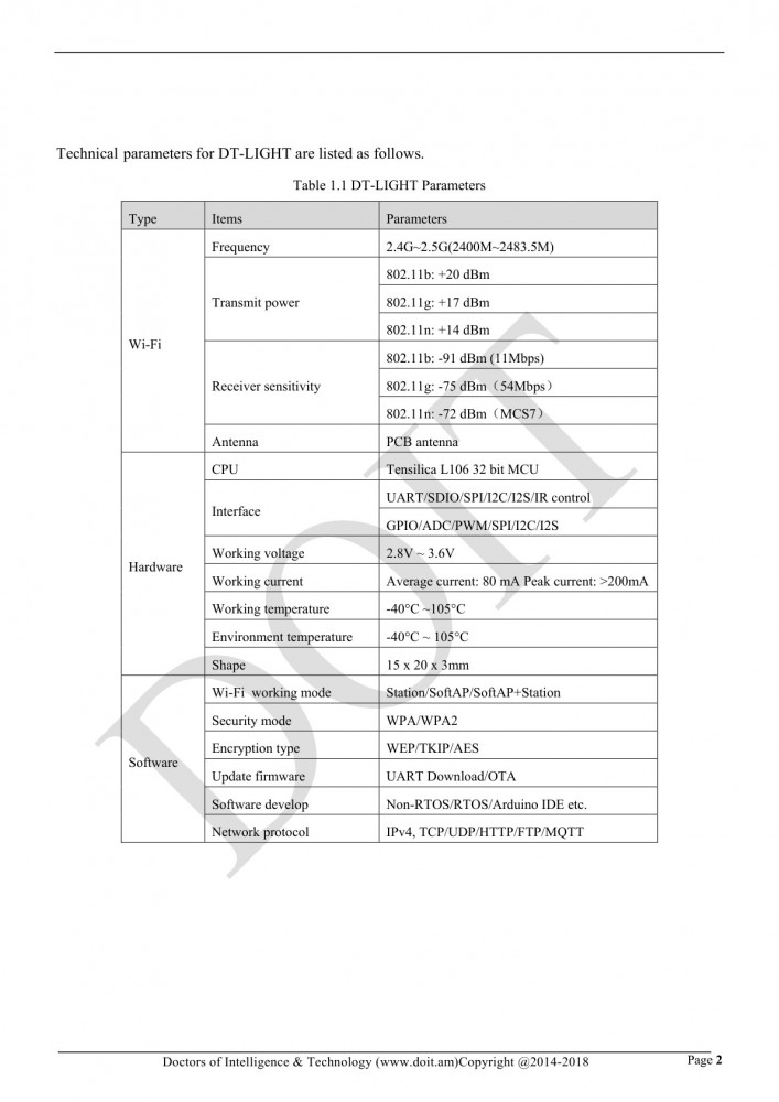 DT-LIGHT technical document page 5