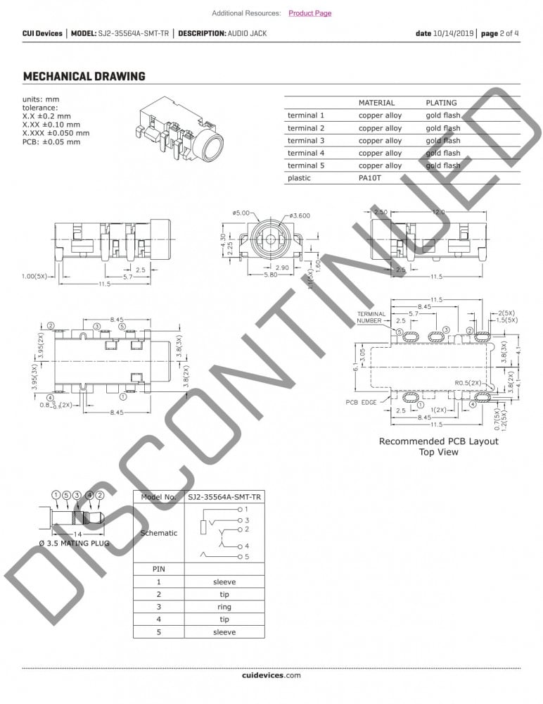 SJ2-35564A-SMT-TR datasheet page 2