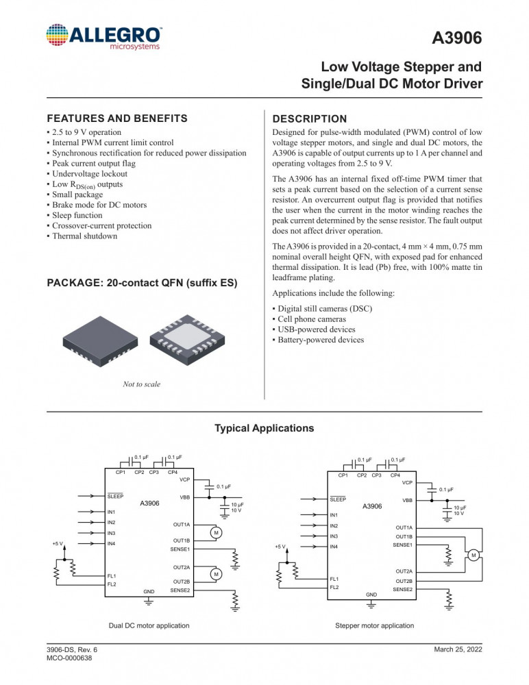 A3906 datasheet page 1