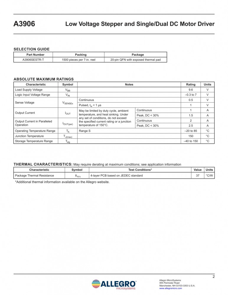 A3906 datasheet page 2