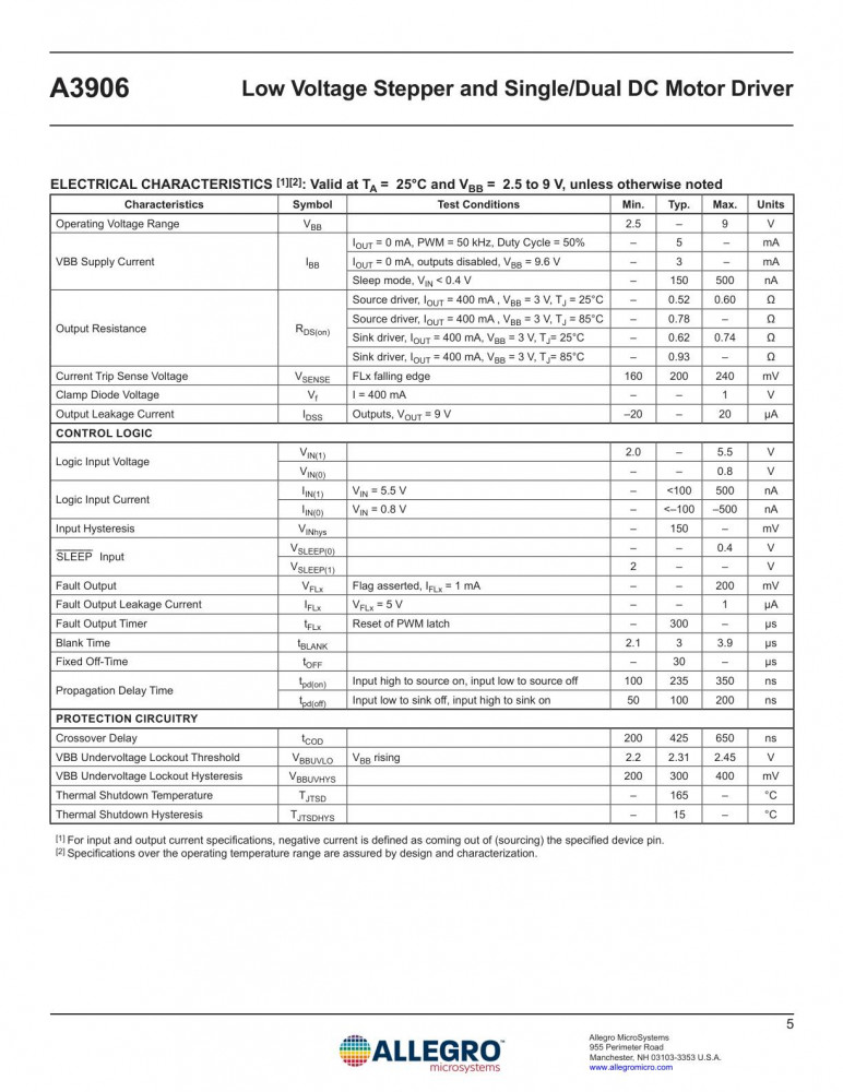 A3906 datasheet page 5