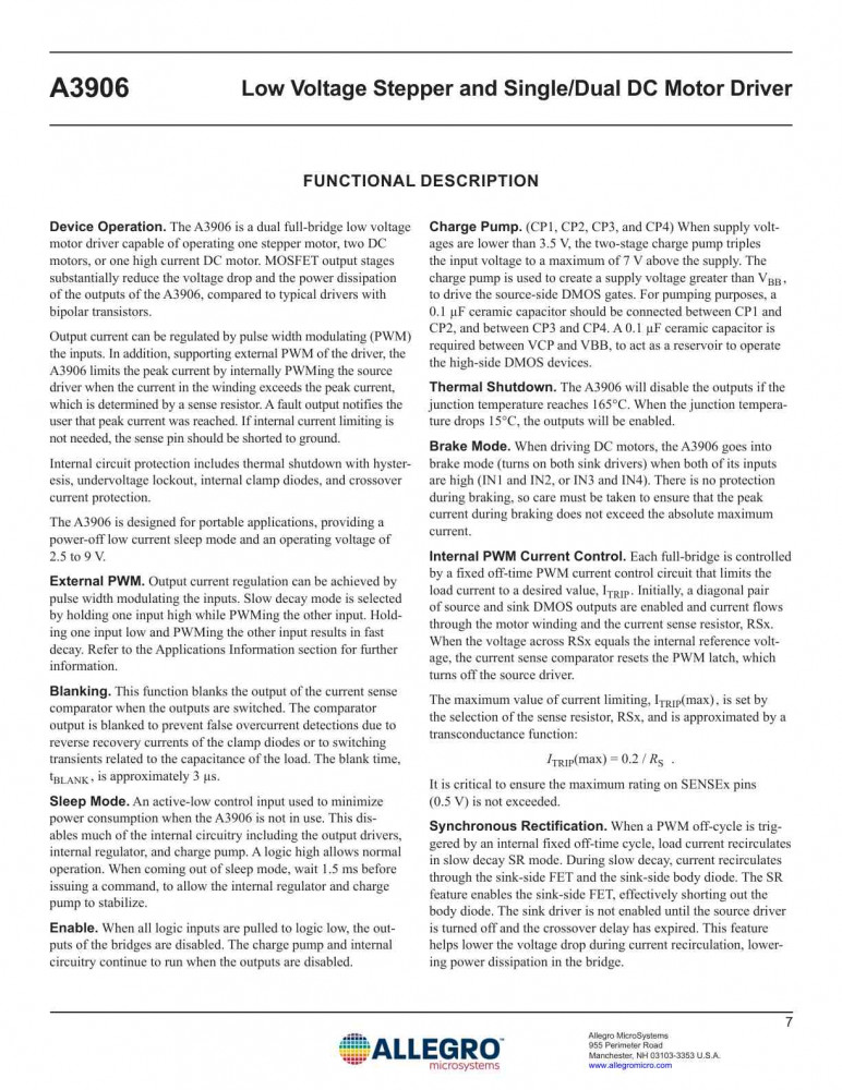 A3906 datasheet page 7