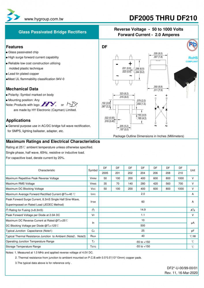DF210 datasheet page 1