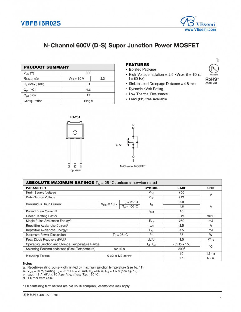 VBFB16R02S datasheet page 1
