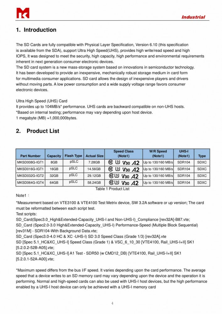 MK SD Card specification page 4