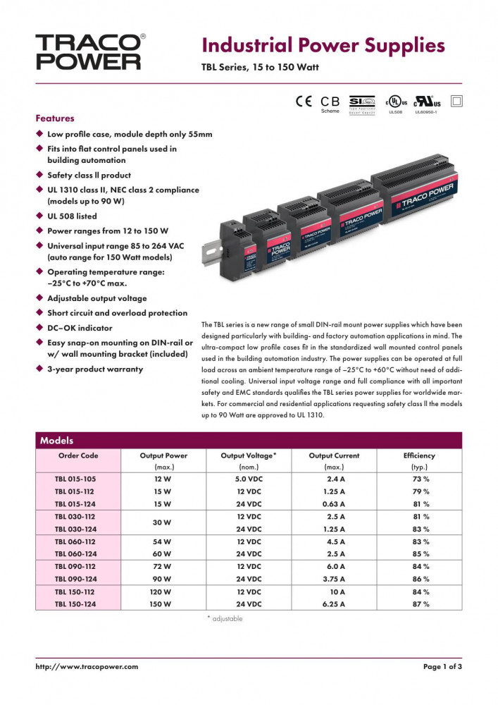TBL series technical document page 1