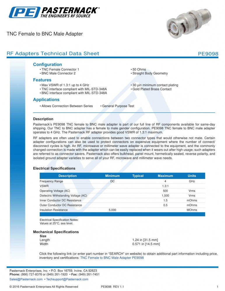PE9098 technical document page 1