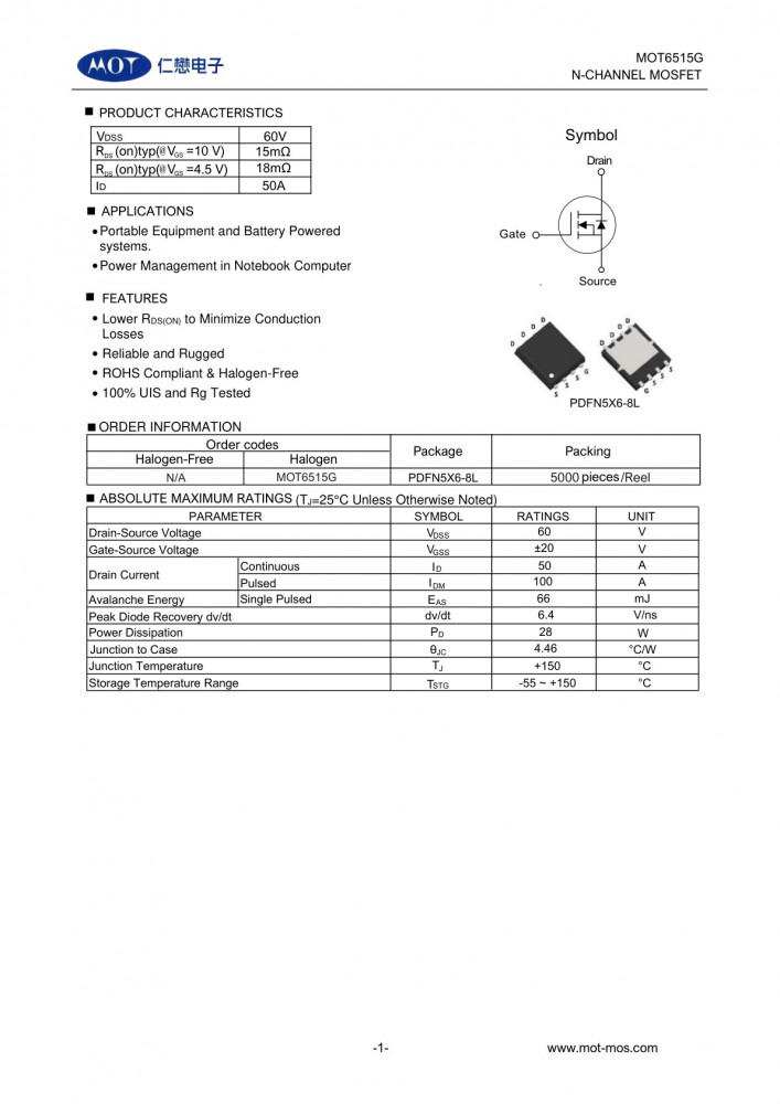 MOT6515G datasheet page 1