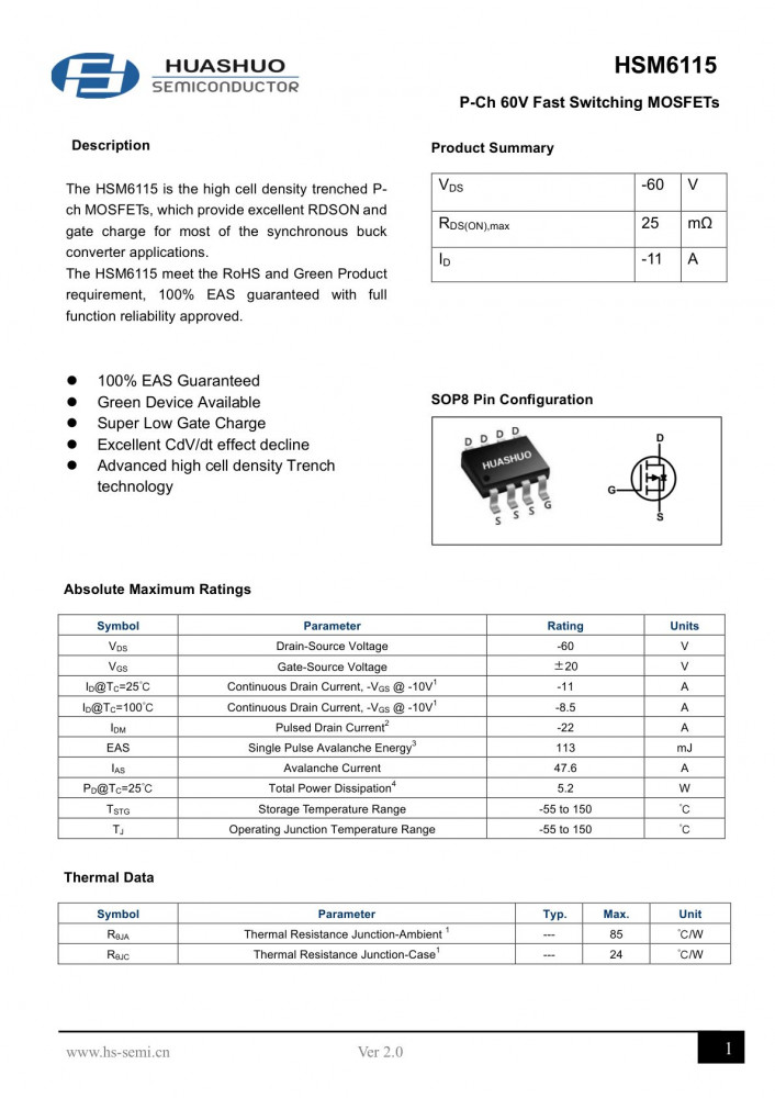 HSM6115 datasheet page 1