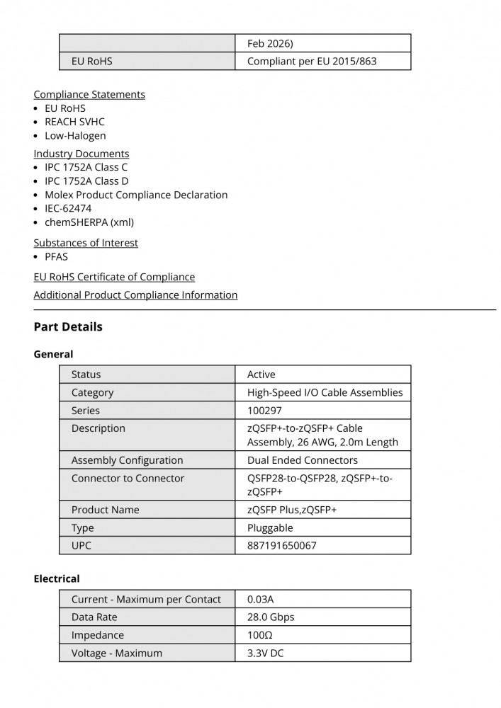 MOLEX cable assembly drawing, page 2