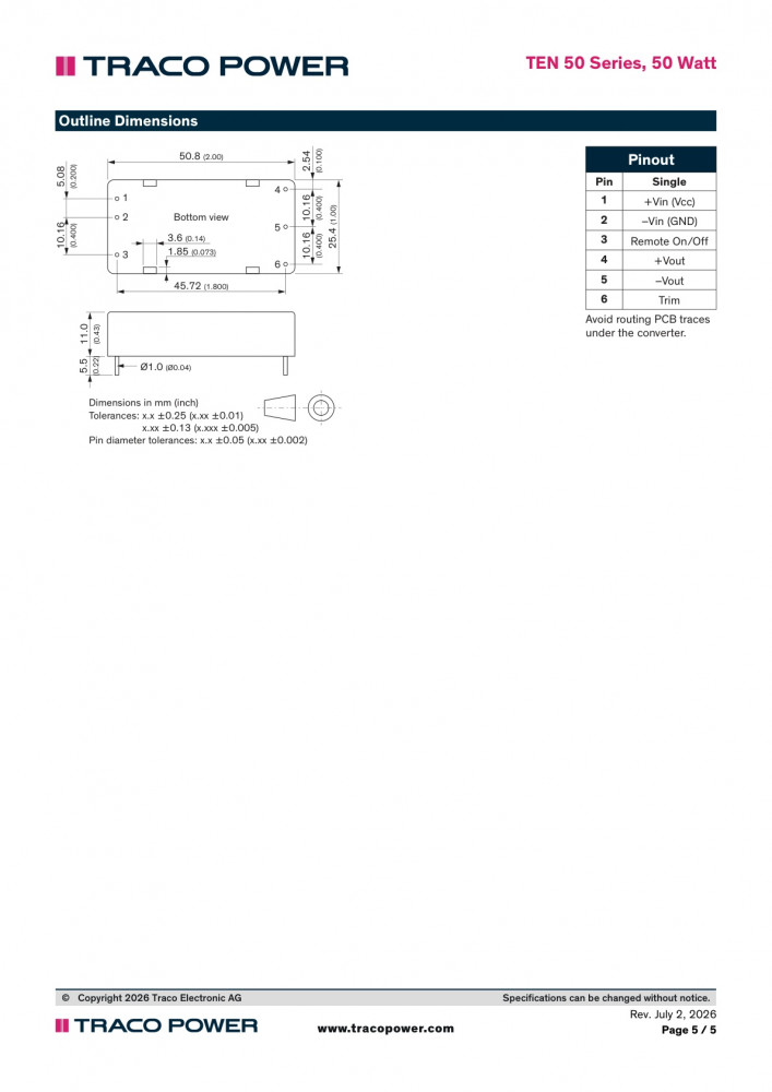 TEN 50 Series datasheet page 5