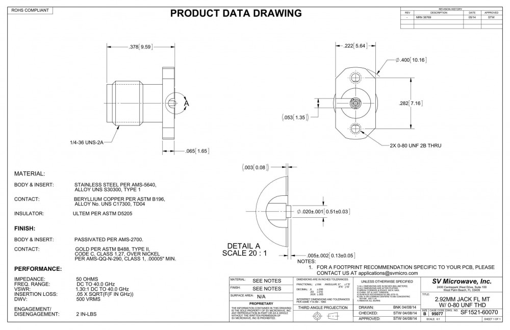 SF1521-60070 technical drawing and specification sheet