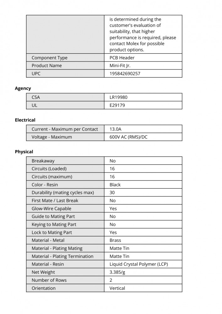 Technical document image 3 for MOLEX 462071016