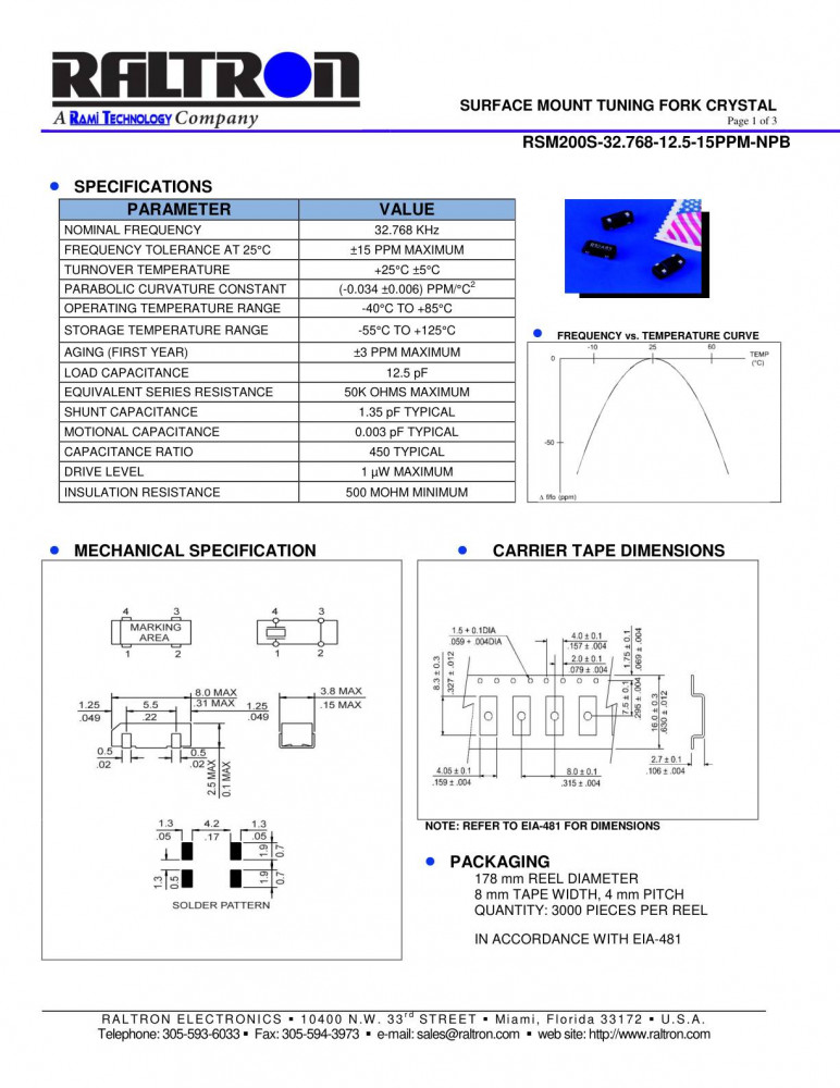 RSM200S specification page 1