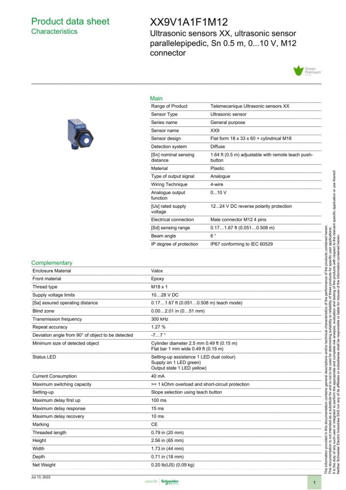XX9V1A1F1M12 technical document page 1