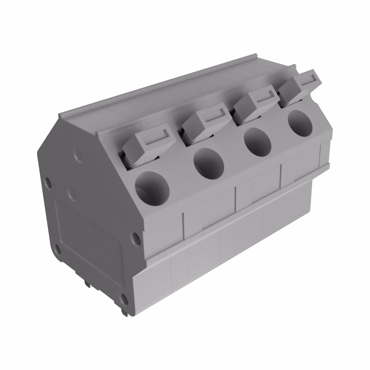 7.50mm Pitch, Eurostyle Fixed-Mount Push-Button Terminal Block, 45° Modular Luminaire, 10A, 26-14 AWG, Light Gray, 4 Circuits for sale