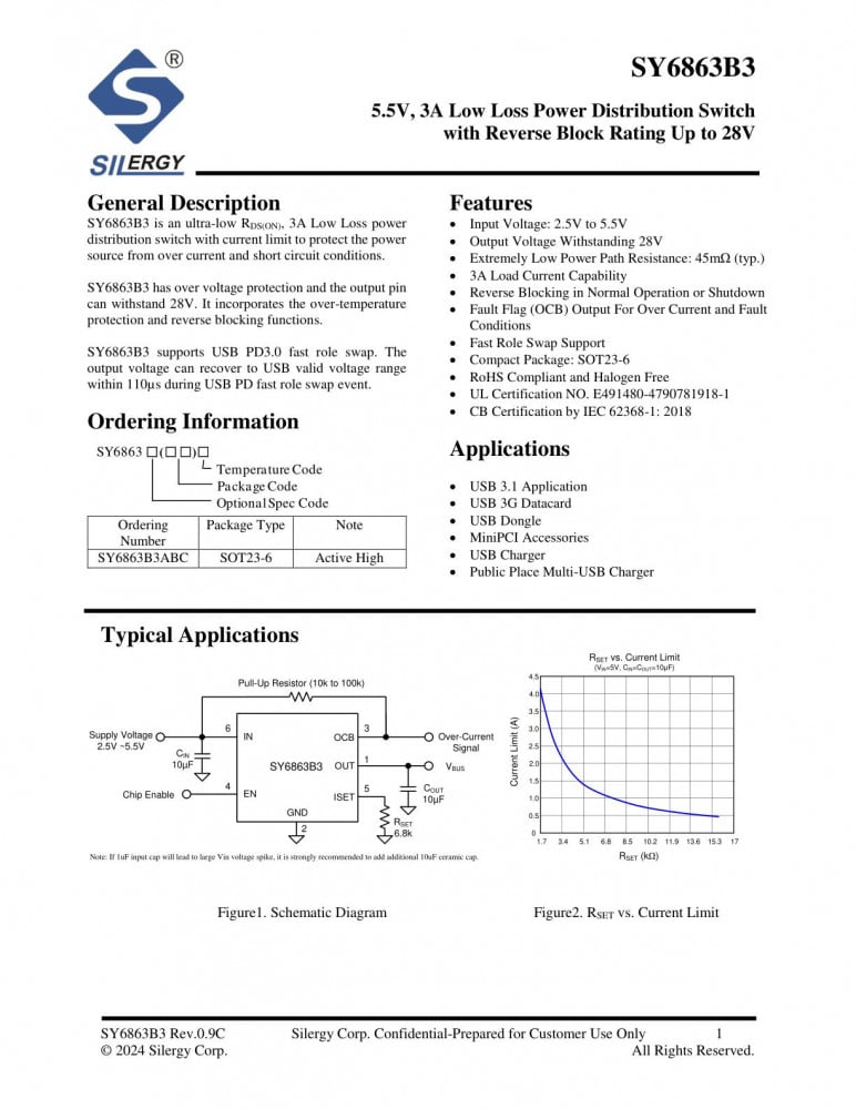 SY6863B3ABC datasheet page 1