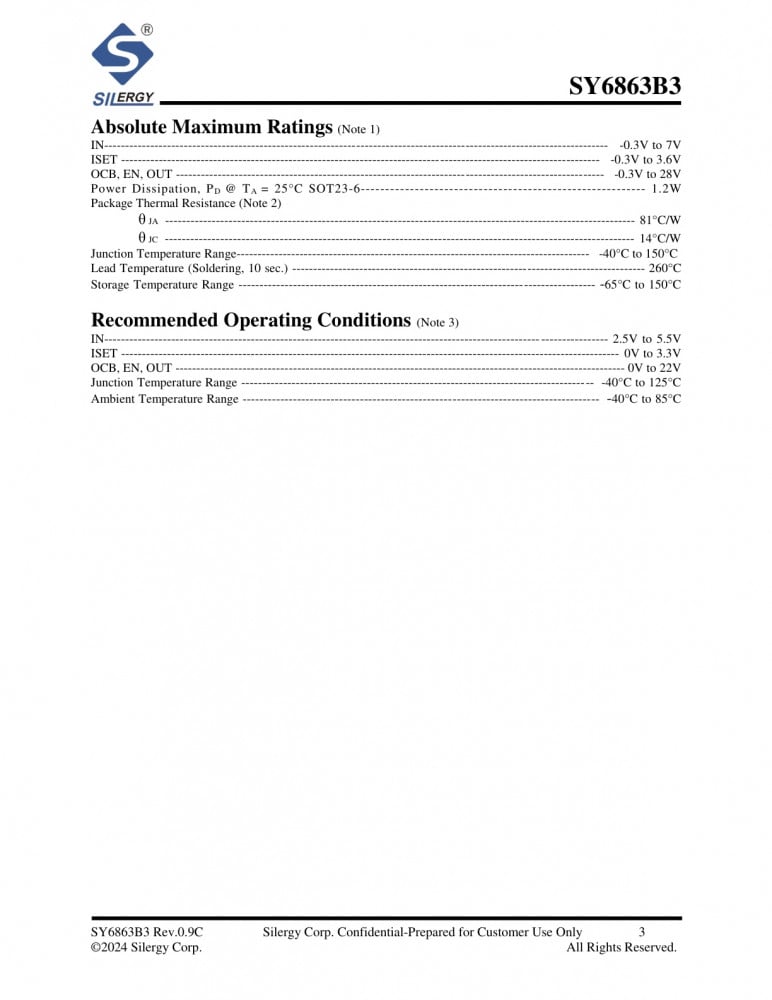 SY6863B3ABC datasheet page 3