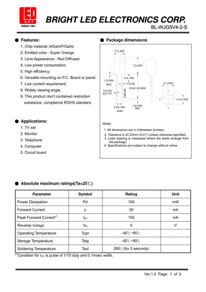 BL-WJG5V4-2-S datasheet page 1
