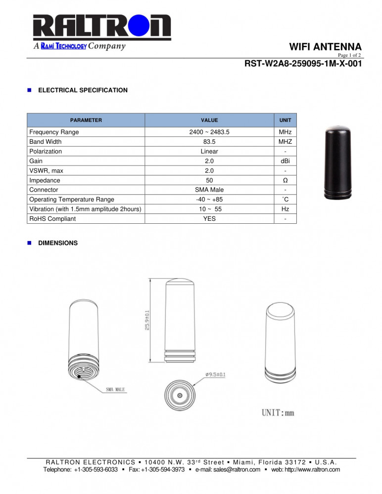 RST-W2A8-259095-1M-X-001 datasheet page 1