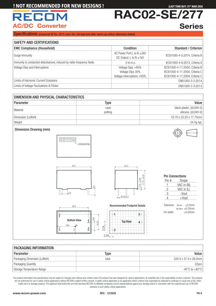 RAC02-SE/277 technical document, page 5