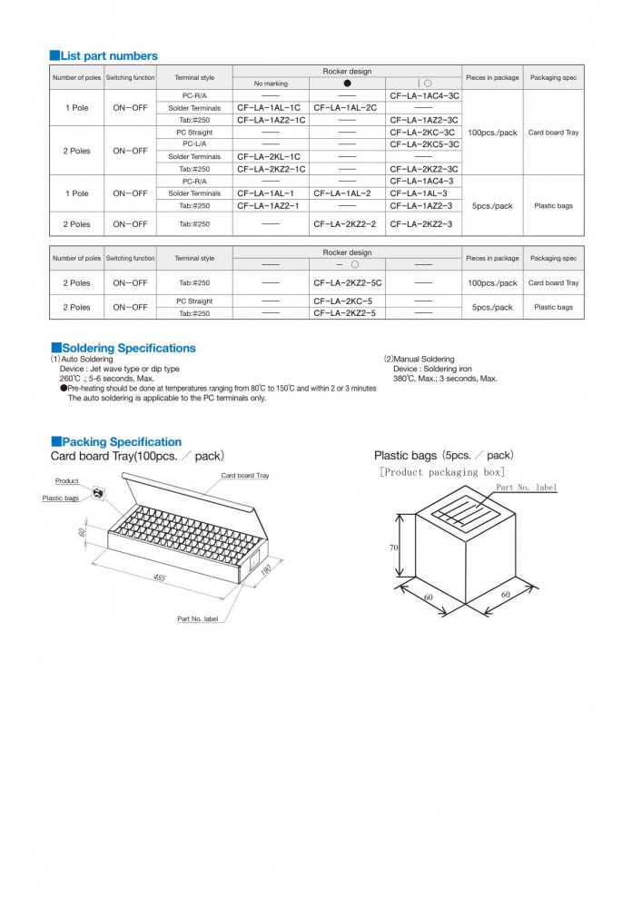 Nidec CF-LA rocker switch documentation, page 3