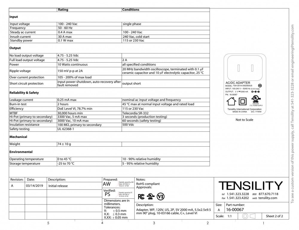 Tensility 16-00067 product drawing, page 2