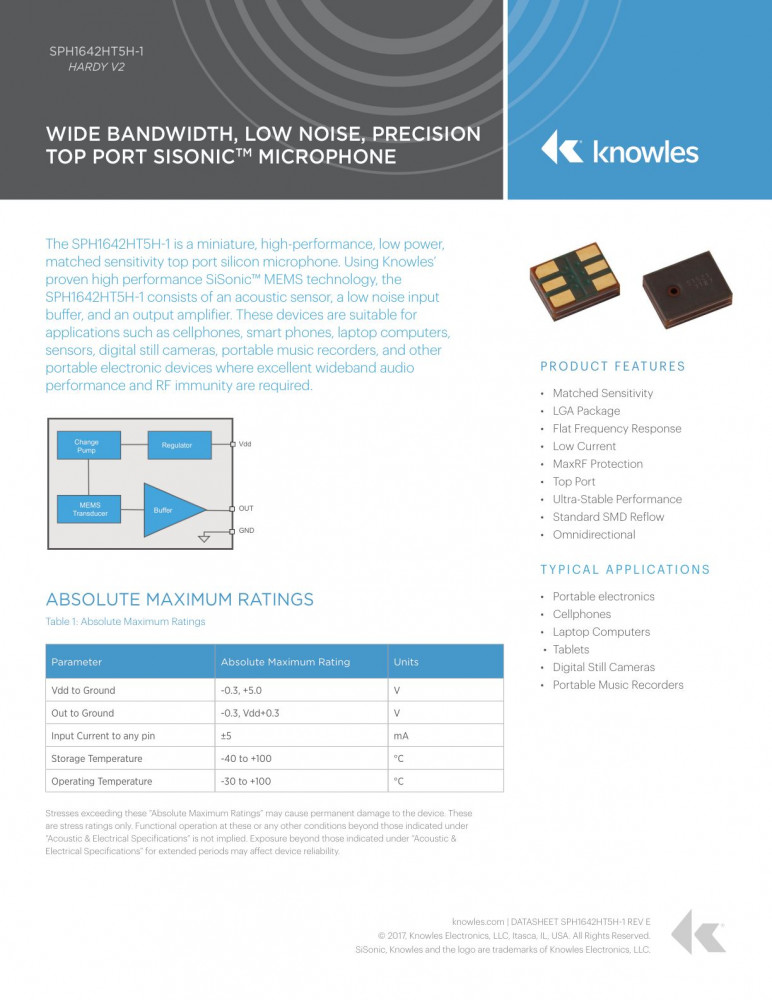 SPH1642HT5H-1 datasheet page 1