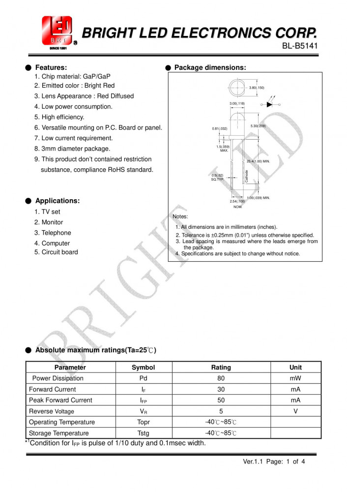 BL-B5141 datasheet page 1