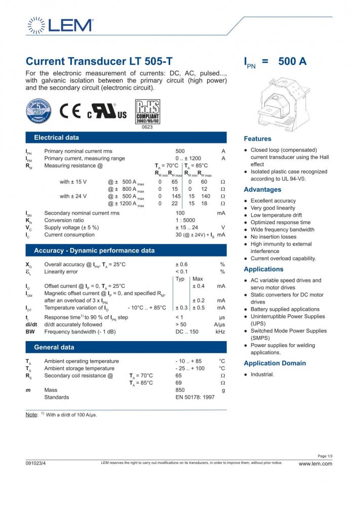 LT 505-T datasheet page 1
