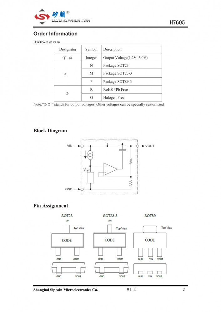 H7605 datasheet page 2