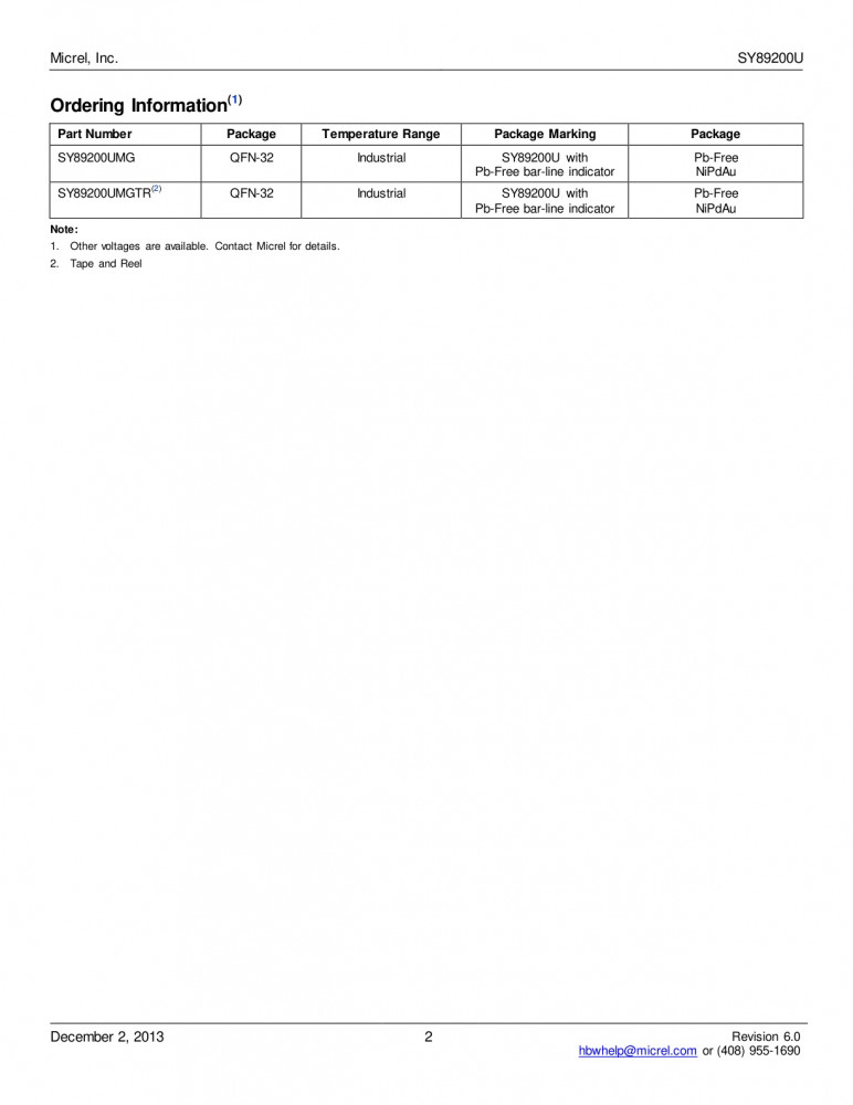 SY89200U datasheet page 2