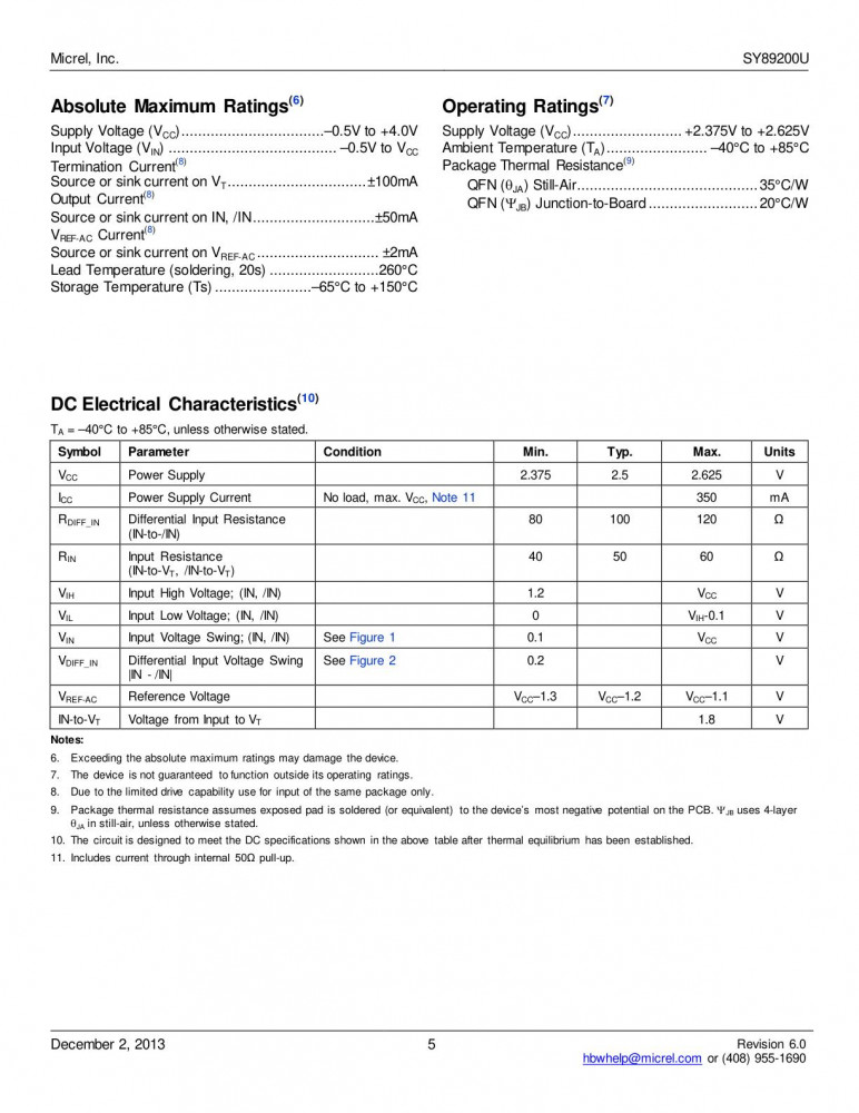 SY89200U datasheet page 5